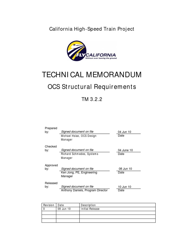 Technical Memorandum: OCS Structural Requirements | PDF | Rail ...
