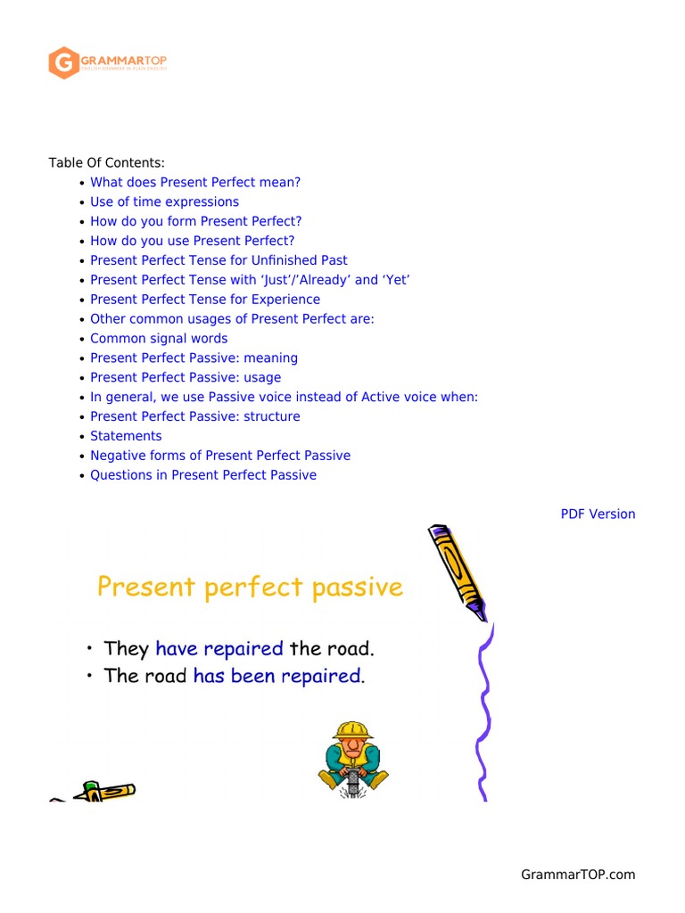 FULL GUIDE - Present Perfect Passive (2020) | Download Free PDF ...