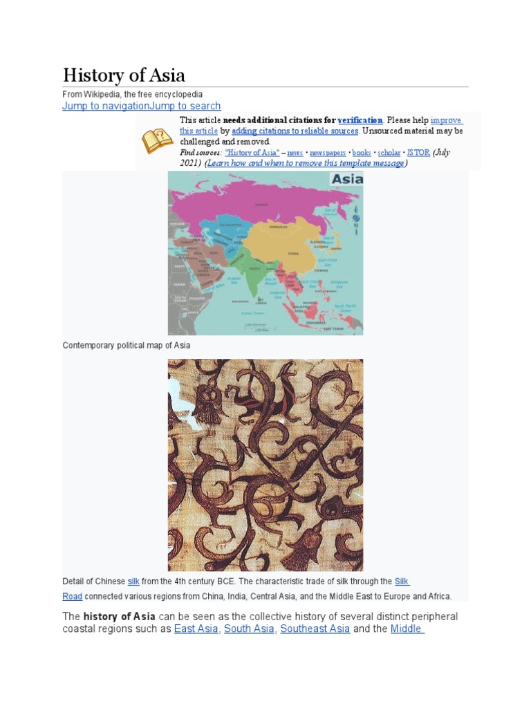 History of Asia: Jump To Navigation Jump To Search | PDF | Asia