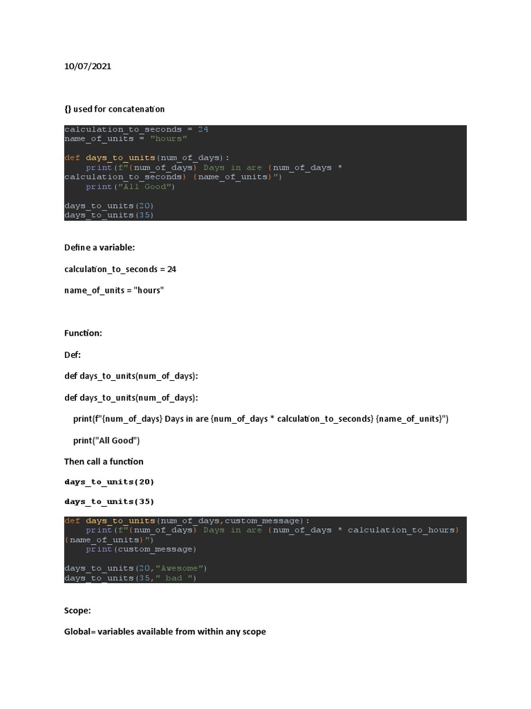 Used For Concatenation: "Hours" | PDF | Scope (Computer Science ...