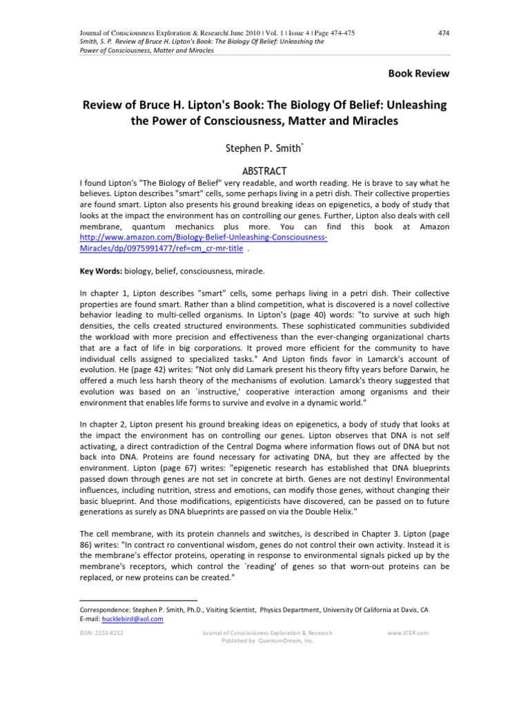 Biology of Belief Review | PDF | Gene | Evolution