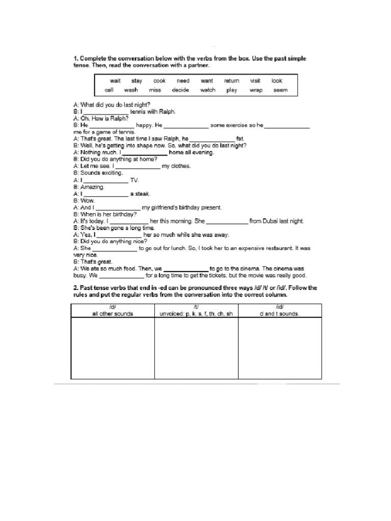 Past Simple Ed Sounds | PDF