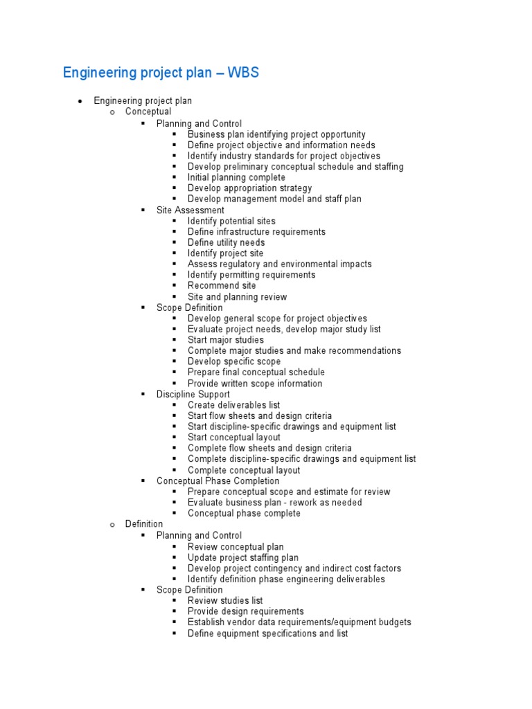 WBS-Engineering Project Plan | PDF | Specification (Technical Standard ...