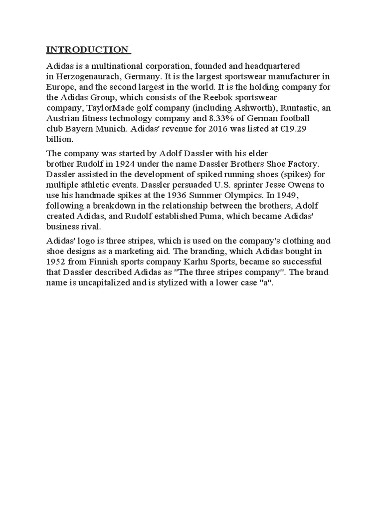 INTRODUCTION | PDF | Adidas | Target Audience