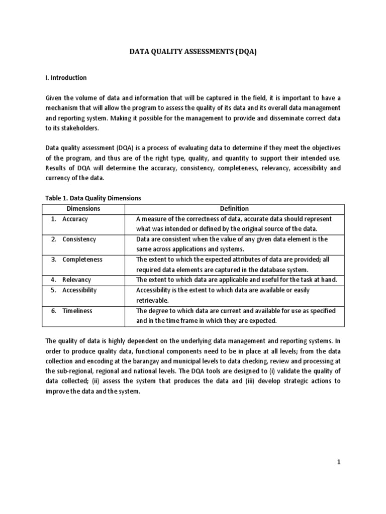 Data Quality Assessment Framework | PDF | Data Quality | Accuracy And ...