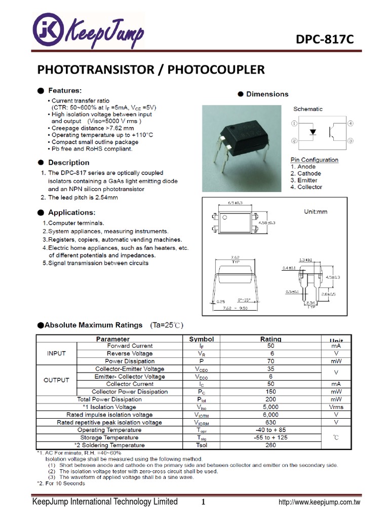 DPC 817C Phototransistor / Photocoupler: Keepjump International ...