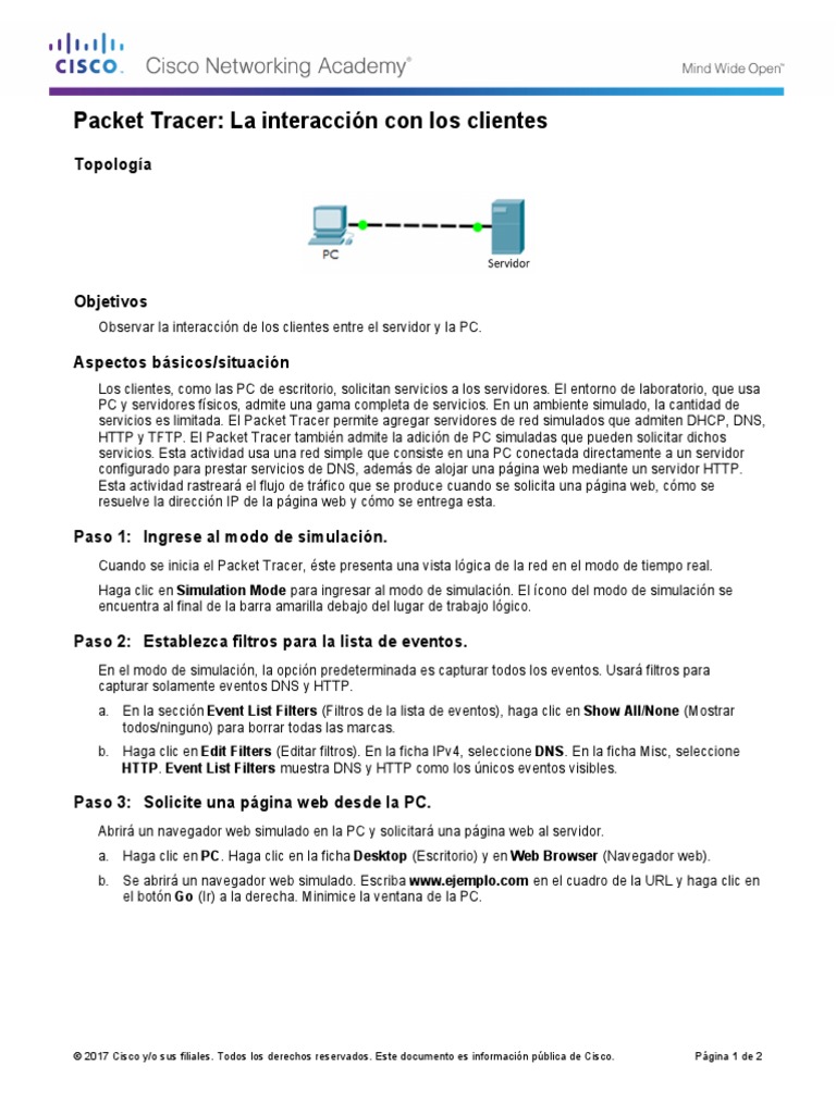 5.1.2.3 Packet Tracer - The Client Interaction | PDF | Servidor web ...