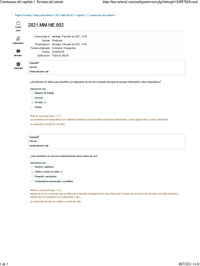 Cuestionario Capitulo 1 Networking Essentials 1 Sabados | PDF | Servidor (Computación) | Electrónica
