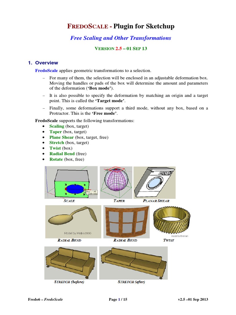 FredoScale Plugin for SketchUp Guide | PDF | Sketch Up | Icon (Computing)