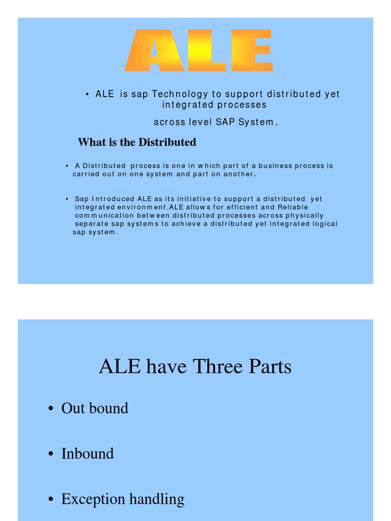 What Is The Distributed: - ALE Is Sap Technology To Support Distributed ...