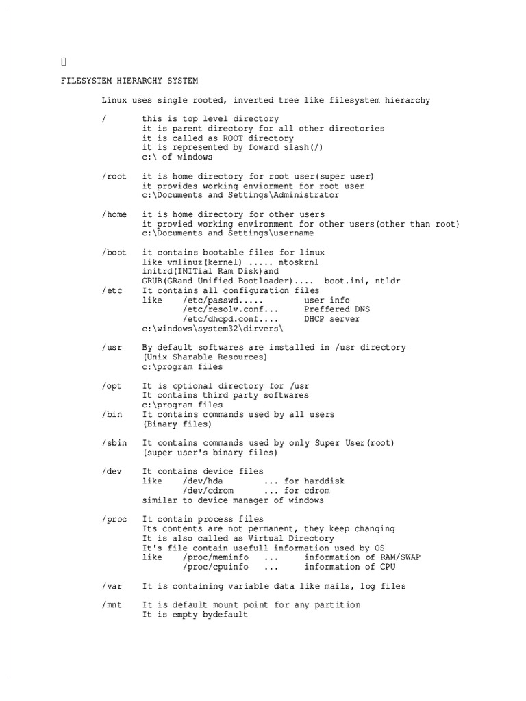 Linux Filesystem Hierarchy Overview | PDF | Operating System Technology ...