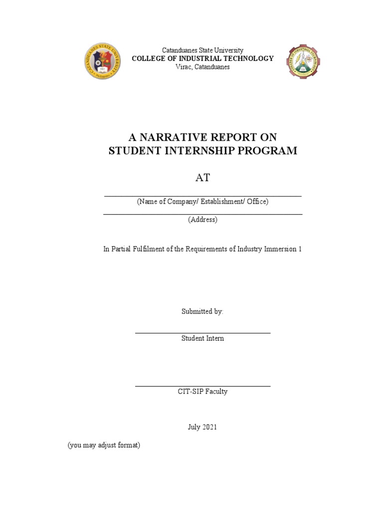 Narrative Report | PDF | Internship | Job Hunting