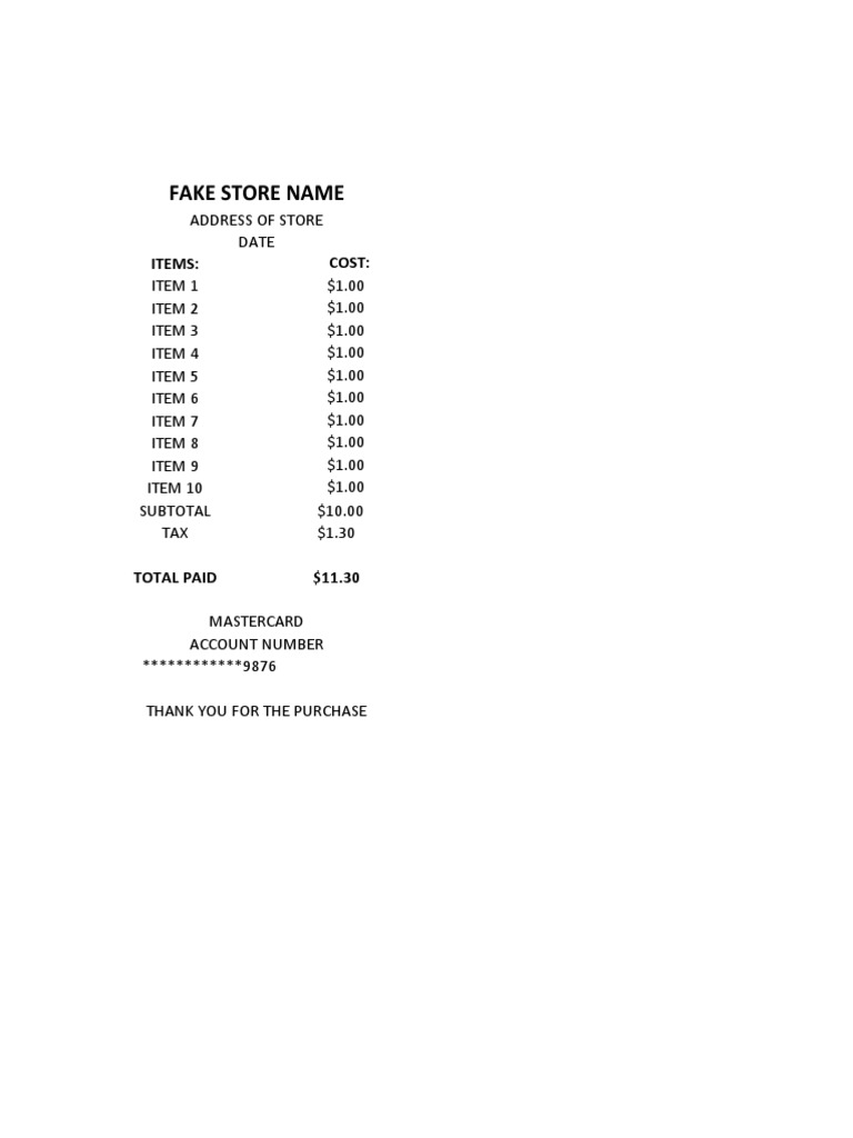 Fake Louis Vuitton Receipt Template Word | PDF