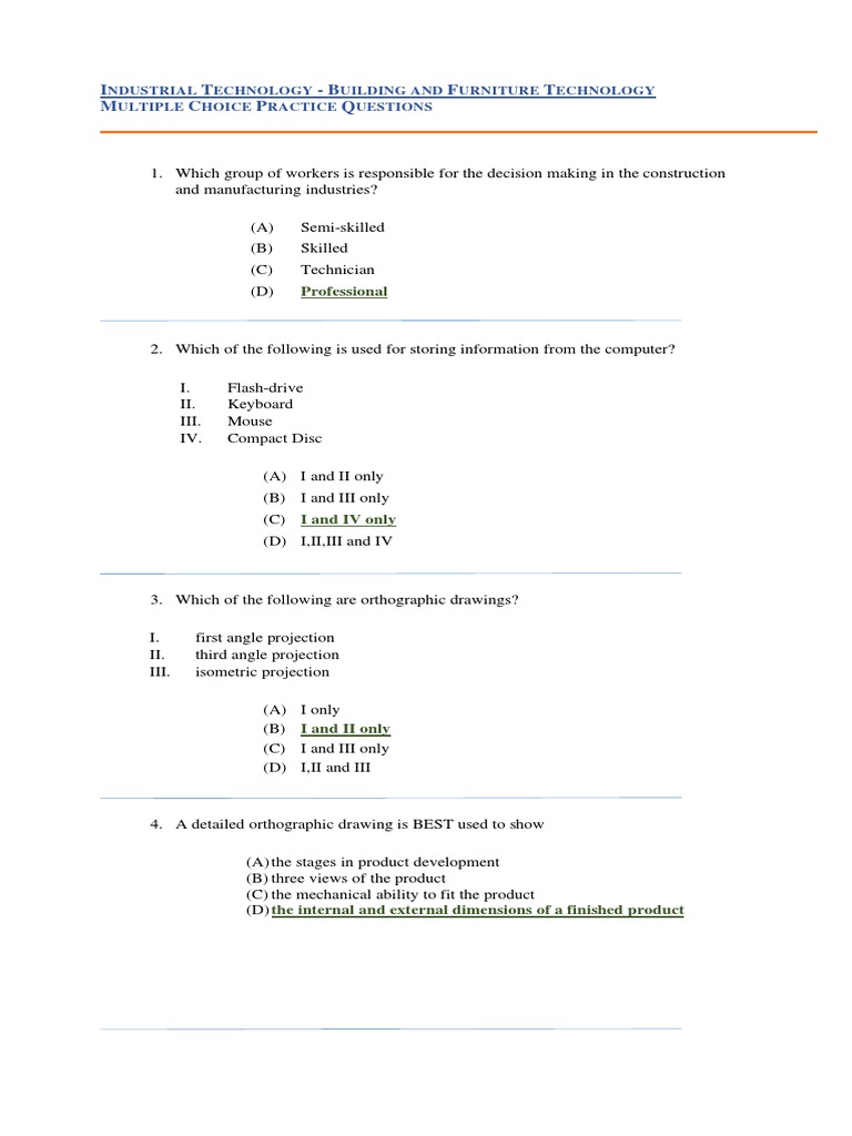 Industrial Technology - BFT - Practice Test 8 | PDF | Computer Network ...