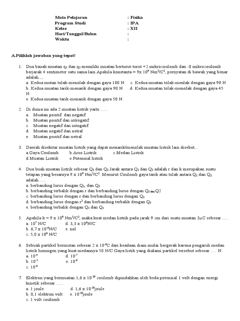 Soal Uas Fisika | PDF | Sains & Matematika
