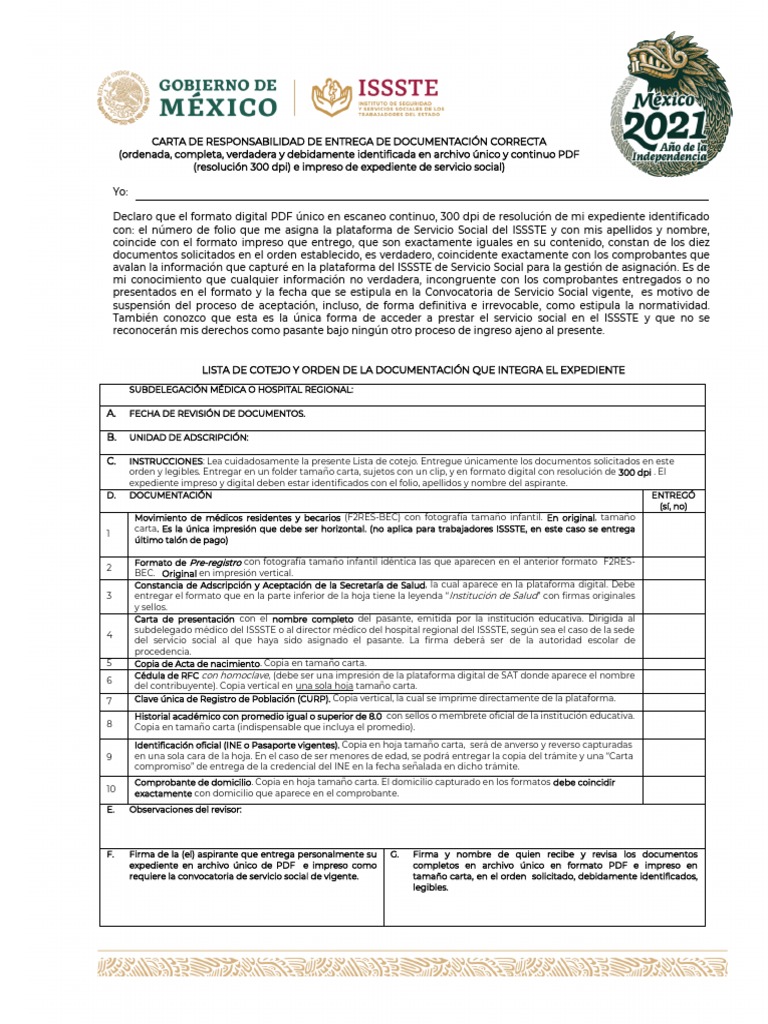 Anexo 1 - Carta de Resp-ISSSTE | PDF