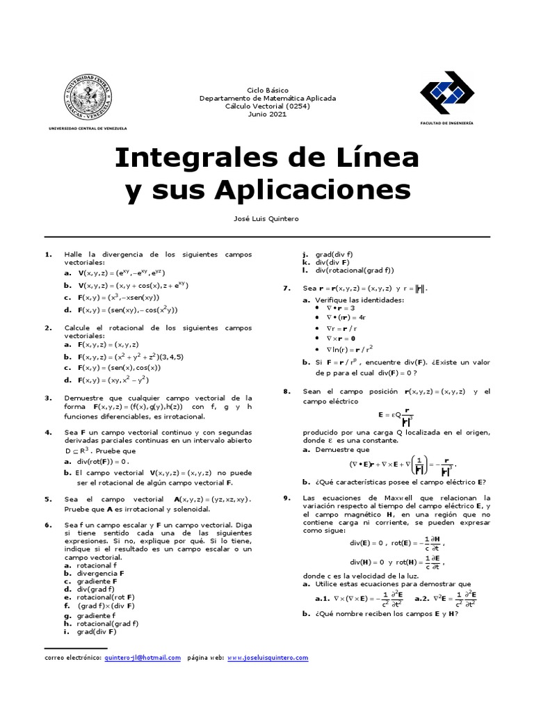 Tema 1. Integrales de Línea y Sus Aplicaciones | PDF | Integral | Esfera