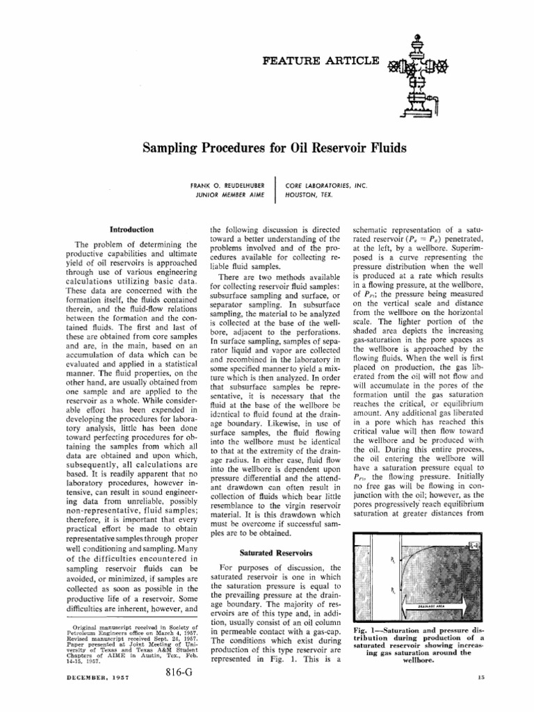 Sampling Procedures For Oil Reservoir Fluids | Download Free PDF ...