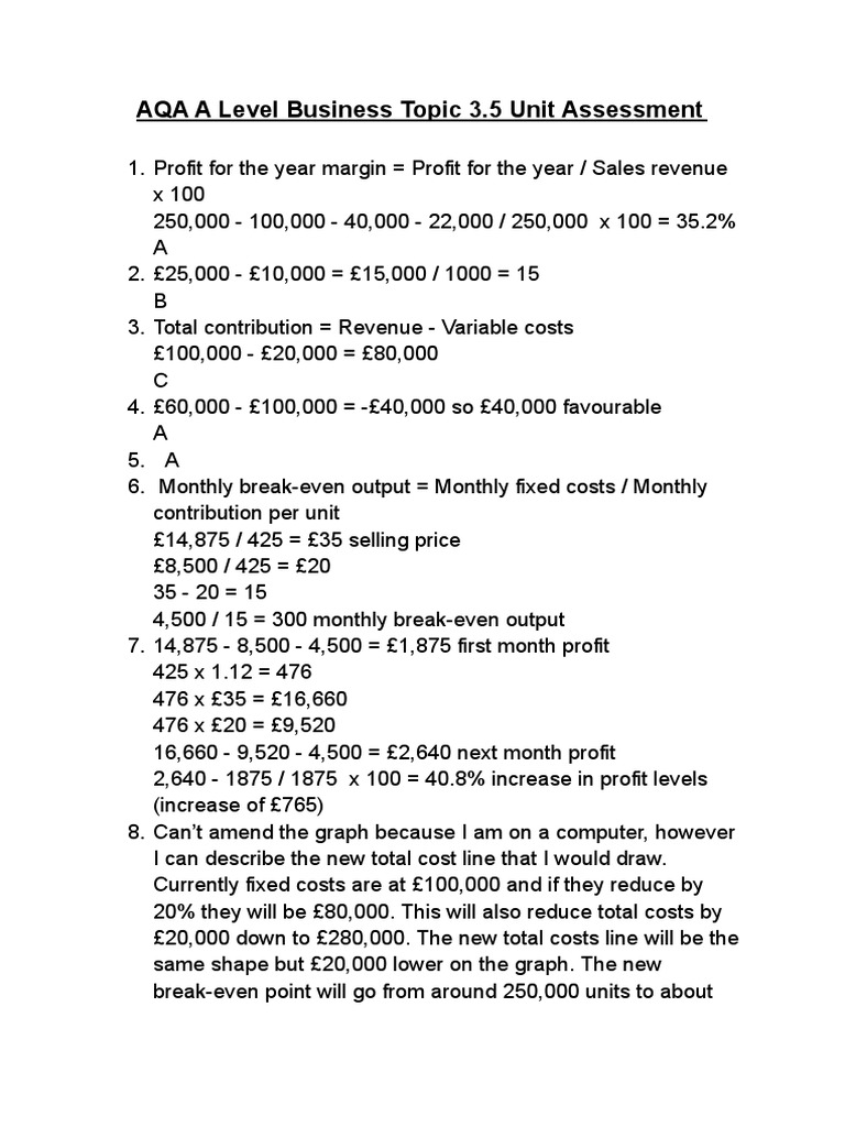 AQA A Level Business Topic 3.5 Unit Assessment | PDF | Budget | Economies