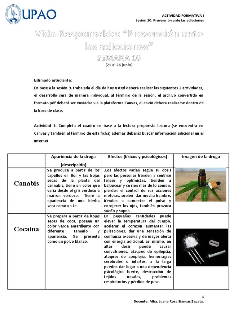 ACTIVIDAD PRACTICA 10 Consumo de Drogas | PDF | Cocaína | Drogas