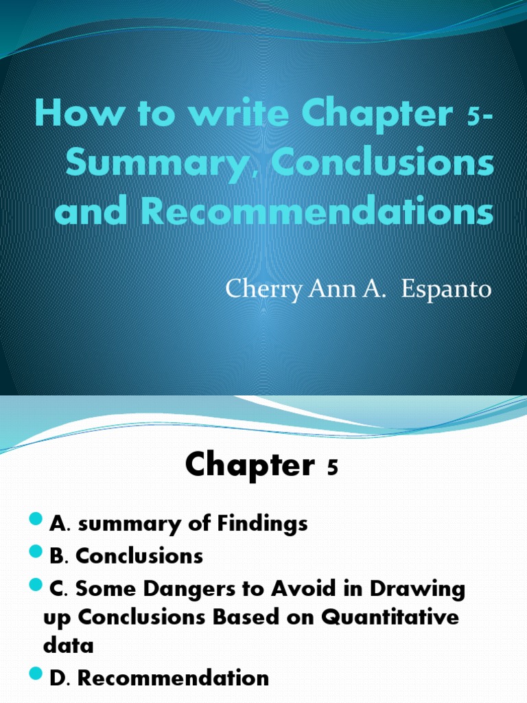 Chapter 5-Summary, Conclusion and Recommendations of Research | PDF ...