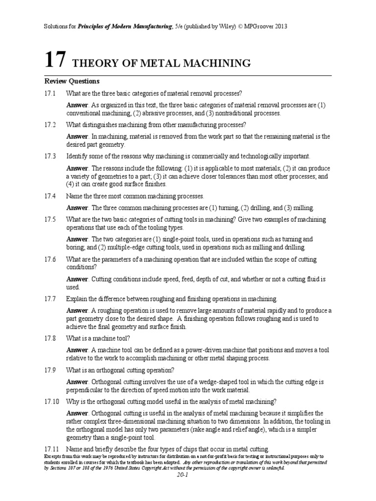21 THEORY OF METAL MACHINING Solutions | PDF | Machining | Applied And ...