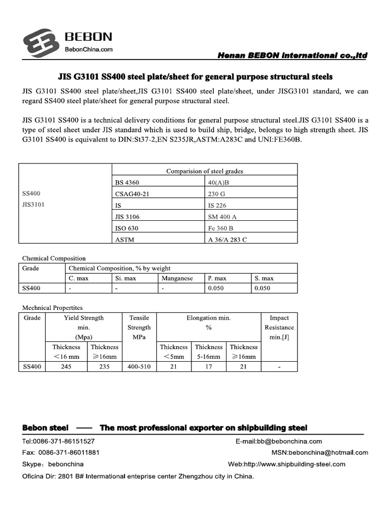 Jis G 3101-SS400 | PDF