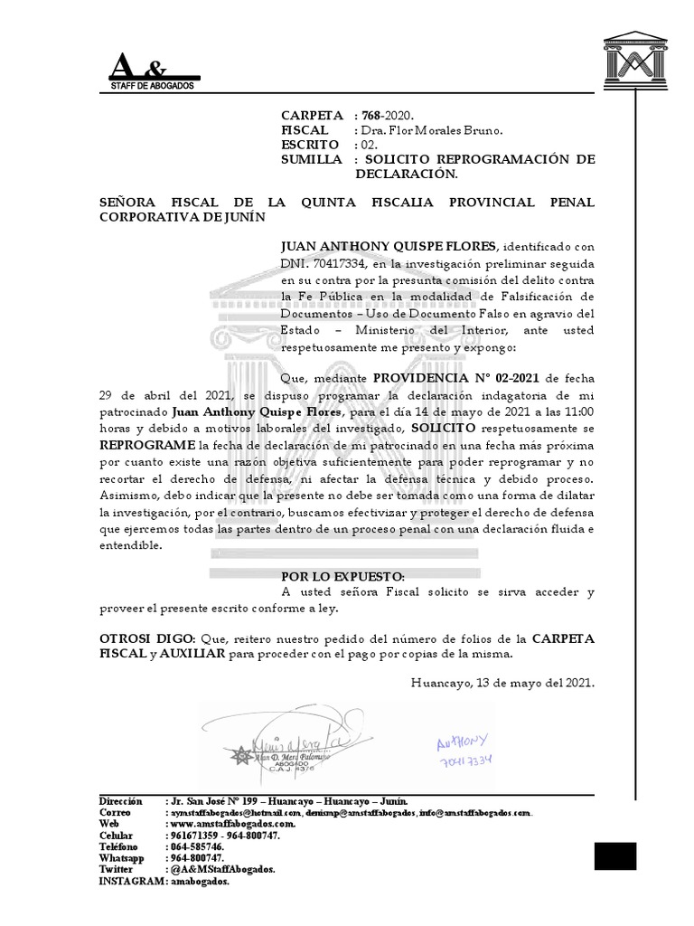 Reprogramacion de Declaracion | PDF | Gobierno | Justicia