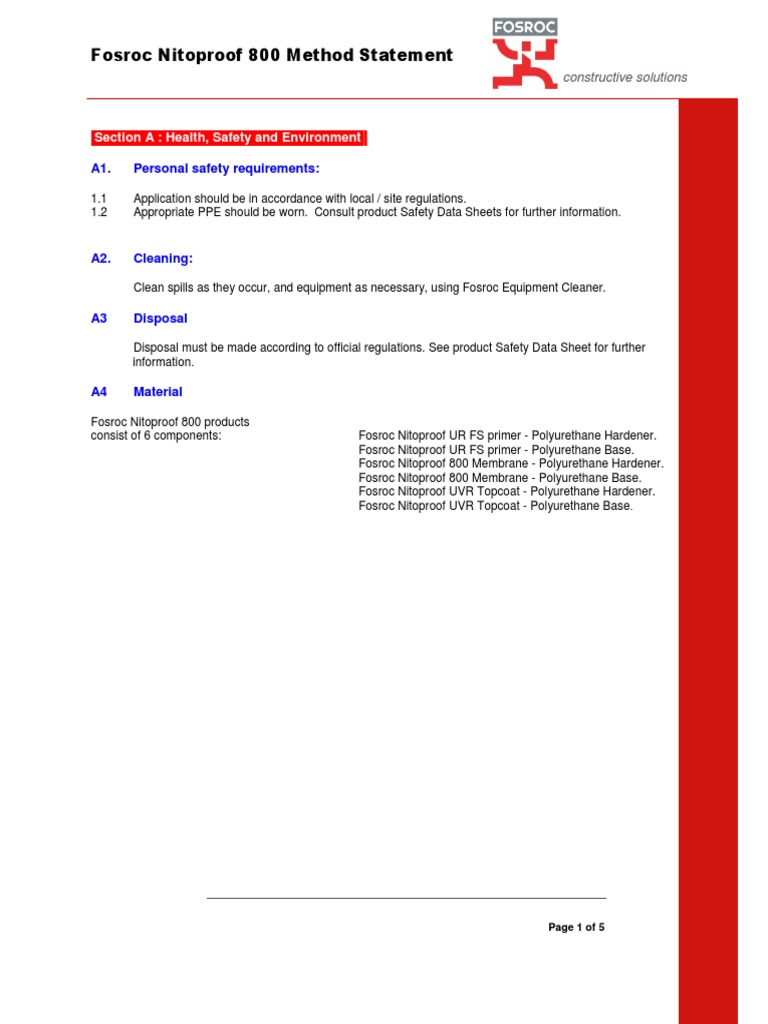 Fosroc Nitoproof 800 Application Guide | PDF | Concrete | Industrial ...