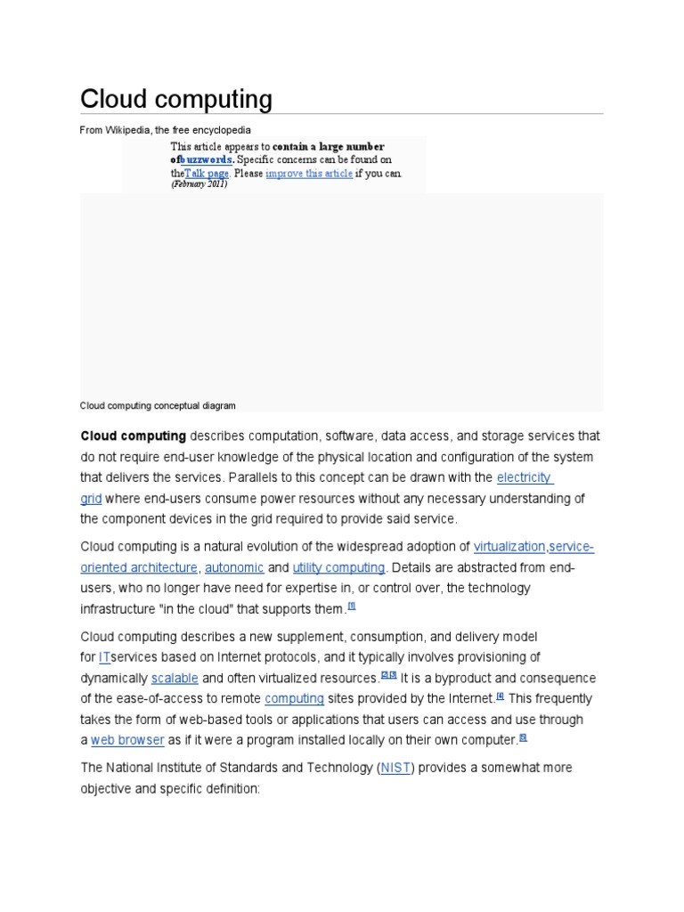 Cloud Computing: This Article Appears To Contain A Large Number The ...