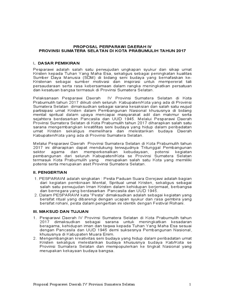 Proposal Pesparawi Sumsel 2017 | PDF | Kajian Bahasa Asing