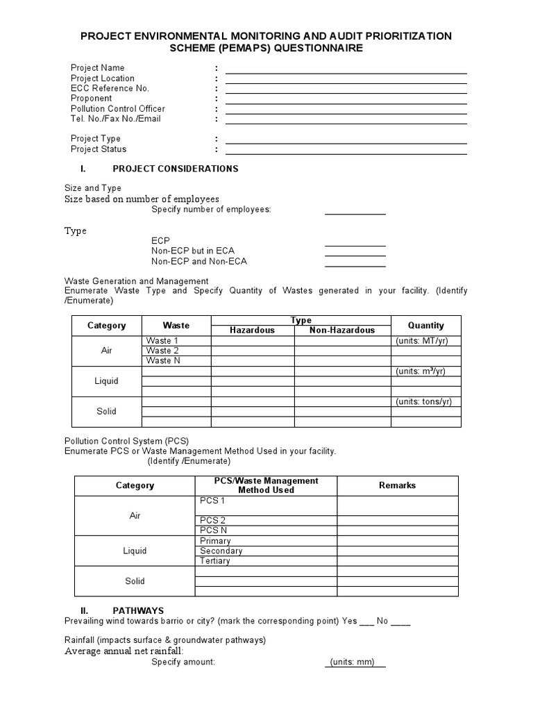 Project Environmental Monitoring and Audit Prioritization Scheme ...