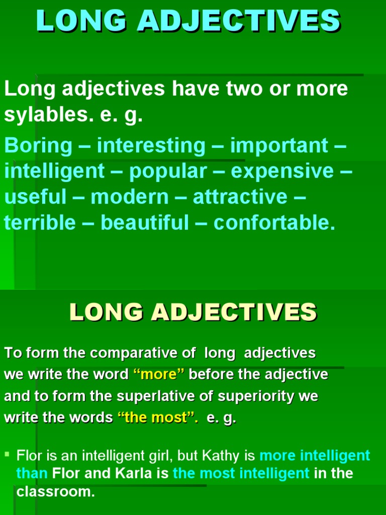 Comparative and Superlative Forms of Long Adjectives: A Guide | PDF
