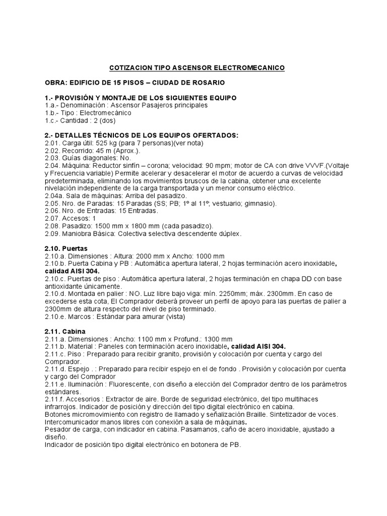 U2 Tema 1 Ejemplo Proyecto Ascensor y Montavehiculos | PDF | Ascensor | Transporte