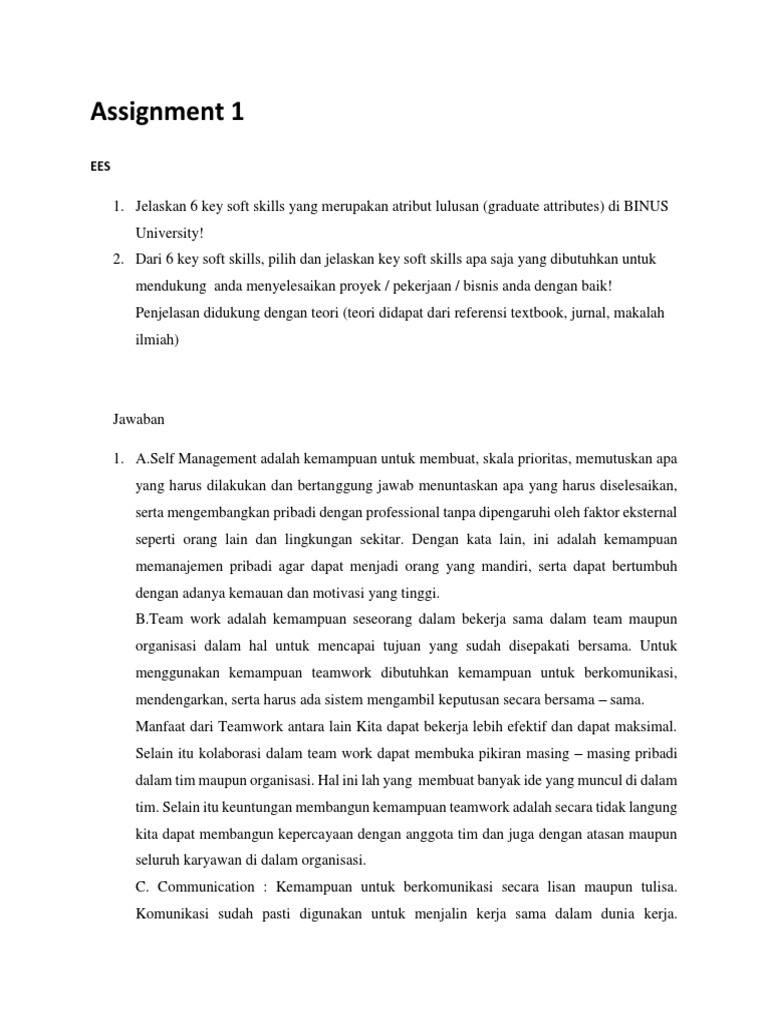 Assignment Bulan 1 - EES IN CS RS | PDF | Pengembangan Diri