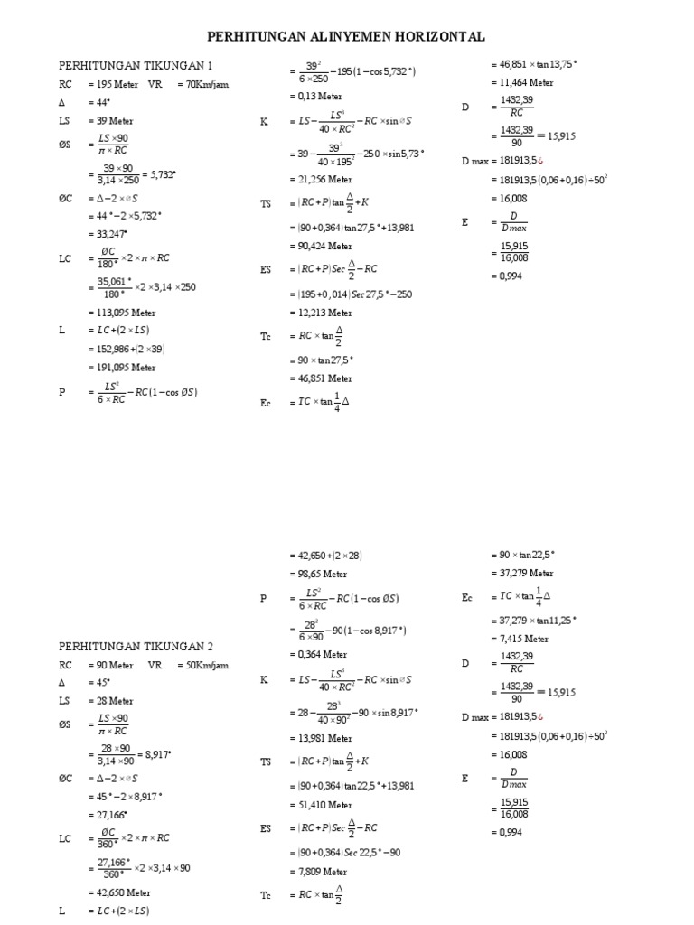 Perhitungan Alinyemen Horizontal