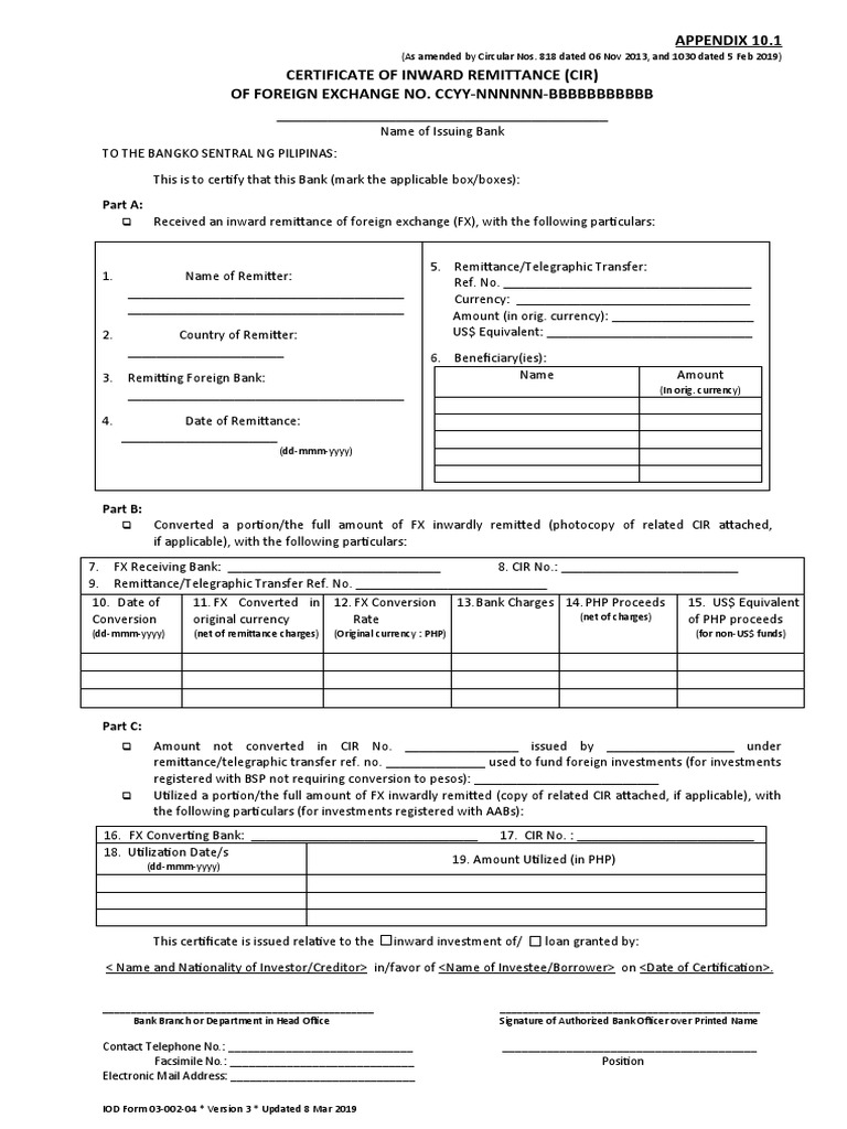Certificate of Inward Remittance Guide | PDF | Remittance | United ...
