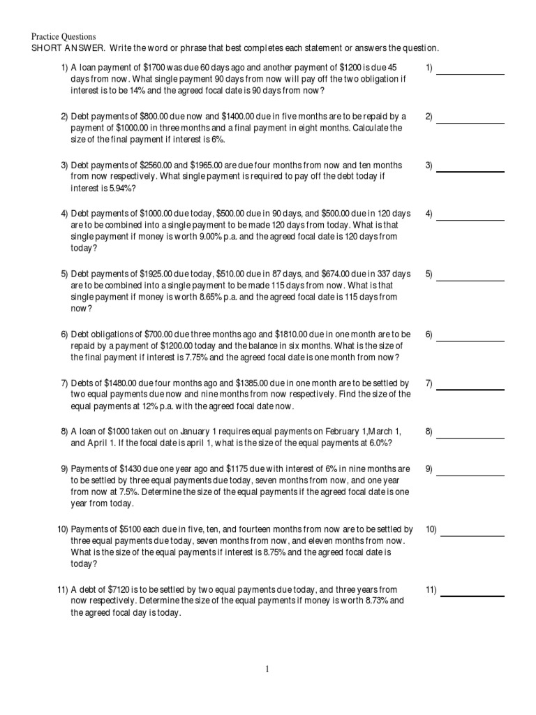 Equivalent Values - Simple Interest | Download Free PDF | Debt | Interest