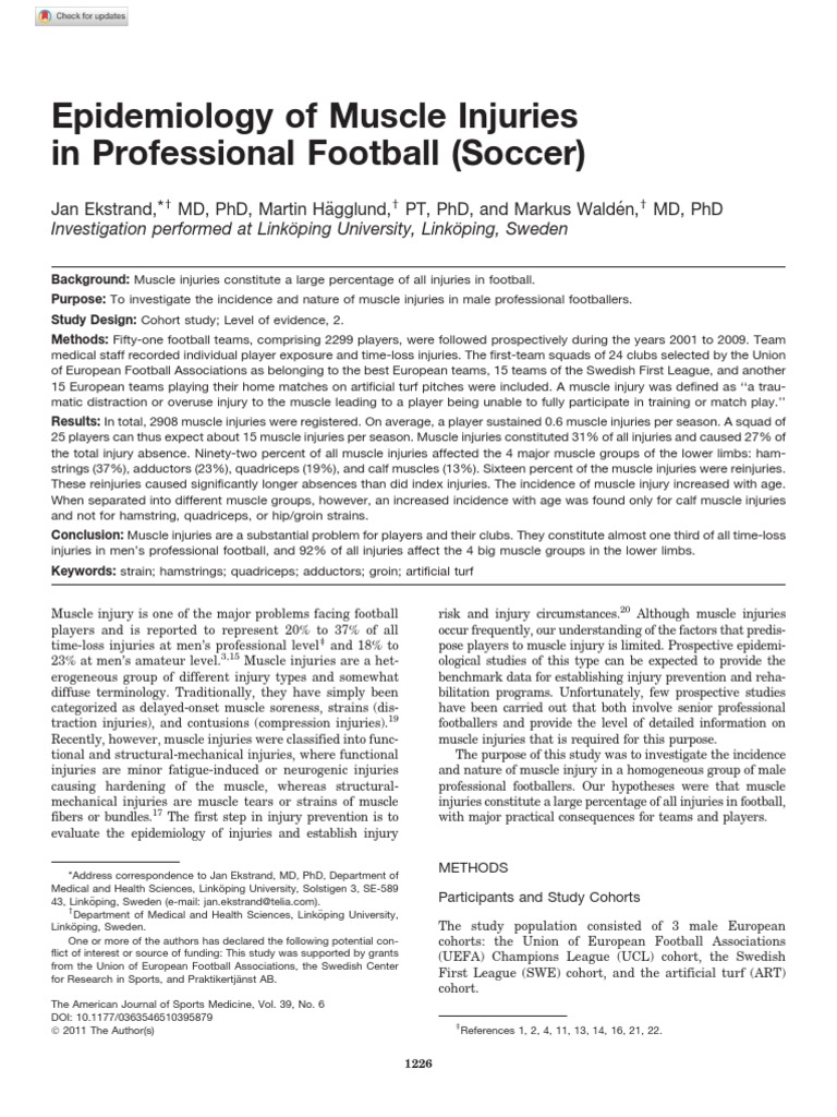 2011 Epidemiology of Muscle Injuries in Professional Football (Soccer ...