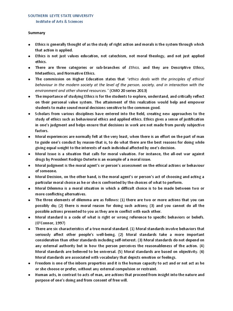 An Overview of Key Concepts in Ethics: Morality, Culture, Character ...