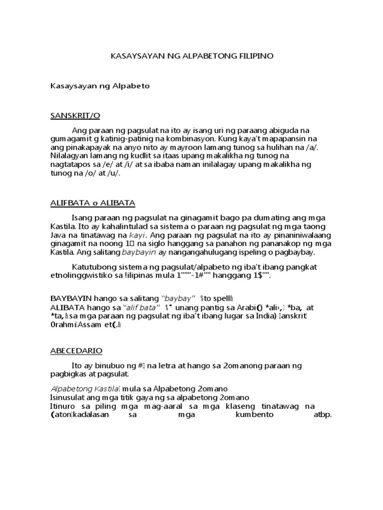 Kasaysayan NG Alpabetong Filipino | PDF