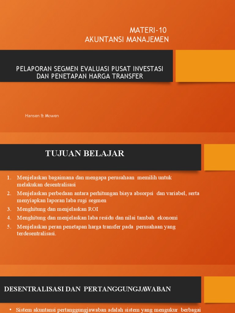 Bab 10 Pelaporan Segmen Evaluasi Pusat Investasi | PDF | Teknologi ...