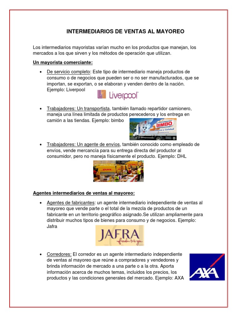 Tipos de Intermediarios Al Mayoreo y Menudeo | PDF | Marketing ...