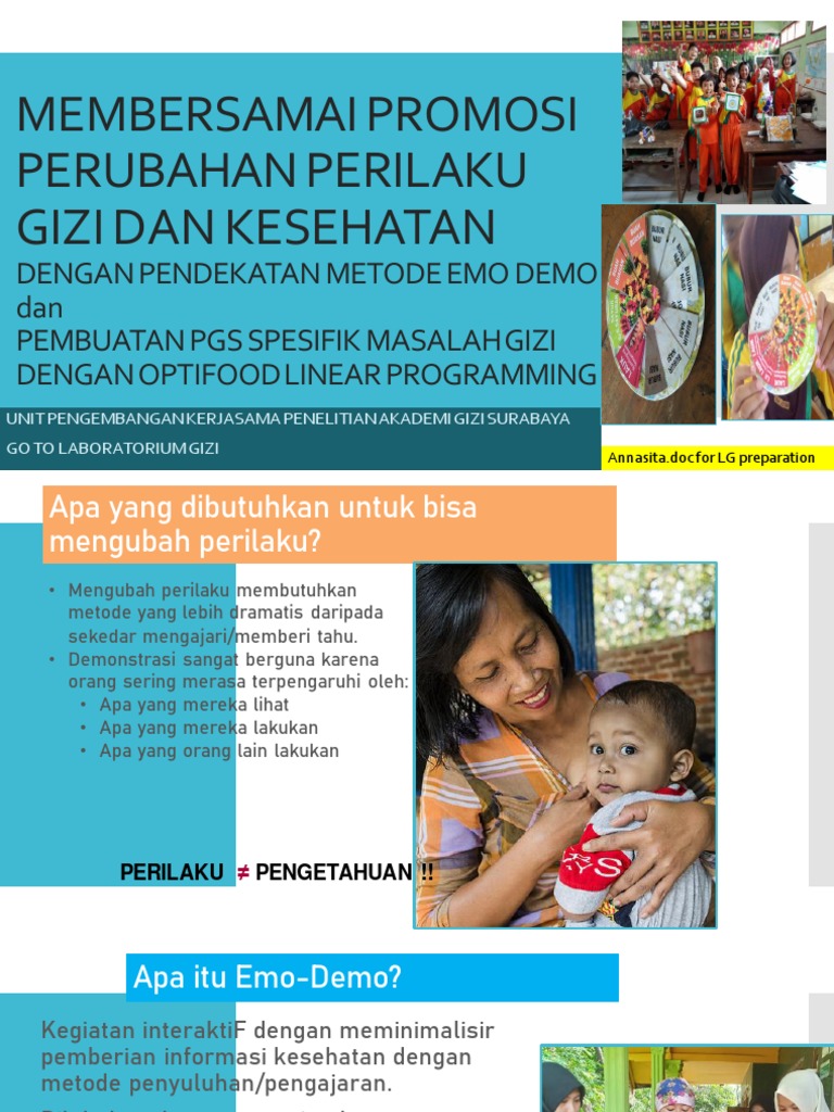 MEMBERSAMAI PROMOSI PERUBAHAN PERILAKU GIZI DAN KESEHATAN DENGAN Emo Demo | PDF