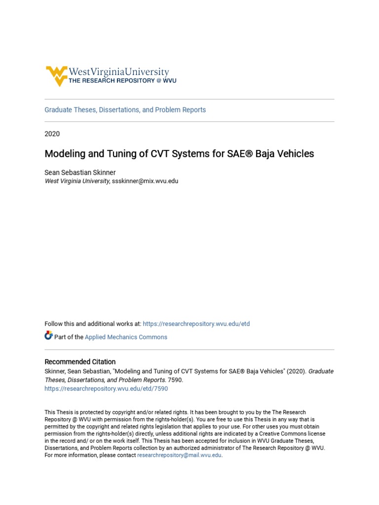 Modeling and Tuning of CVT Systems For SAE® Baja Vehicles | PDF | Belt ...