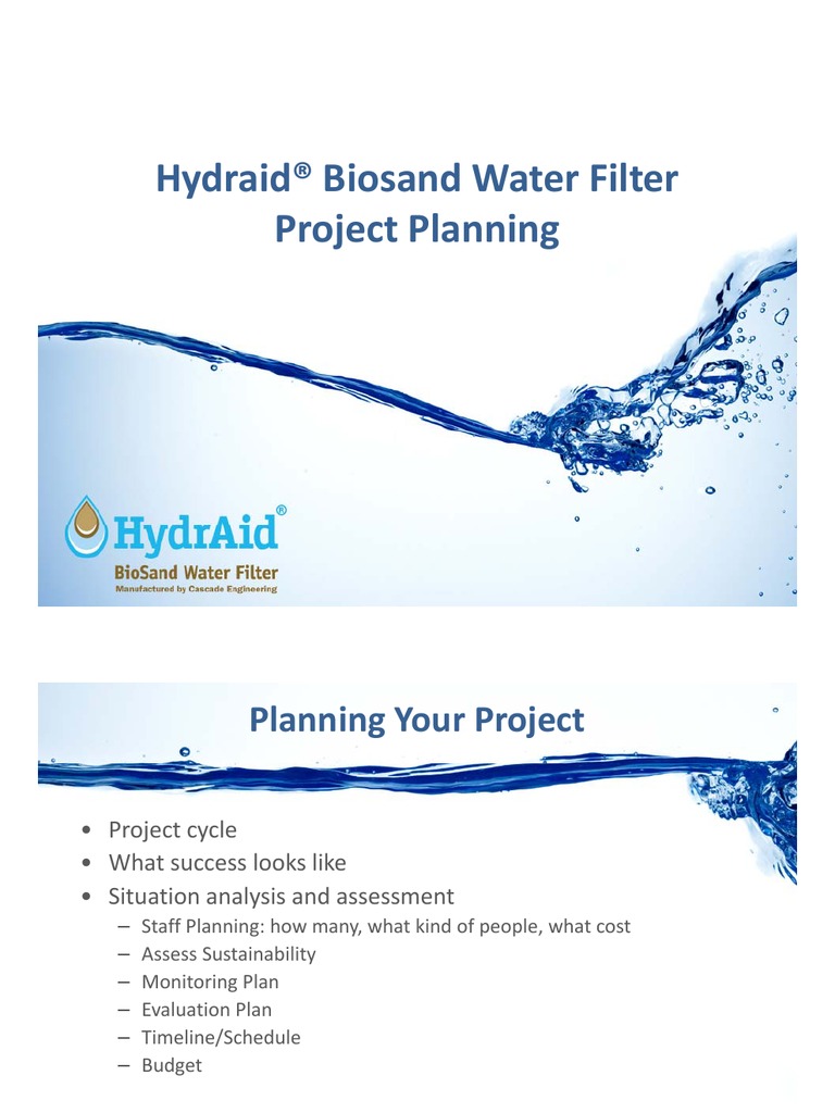 Hydraid® Biosand Water Filter Project Planning | PDF | Sanitation ...