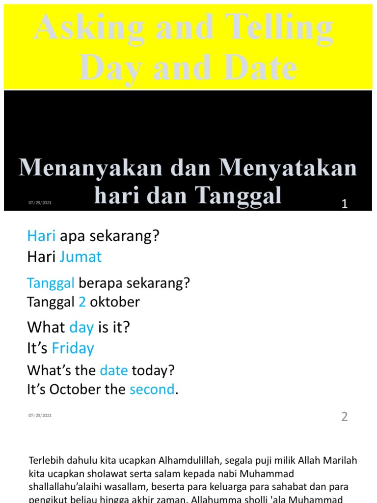 Asking and Telling The Day and The Date | PDF