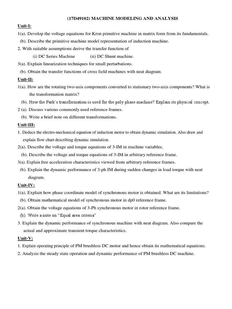 Machine Modeling Techniques and Dynamic Analysis | PDF