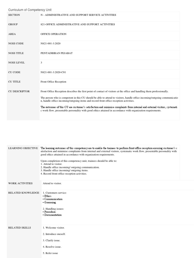 Curriculum of Competency Unit | PDF | Procurement | Regulatory Compliance