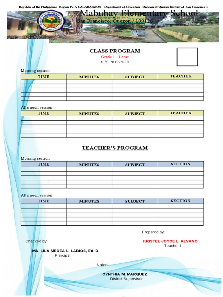 Class Program For g5 g6 | PDF